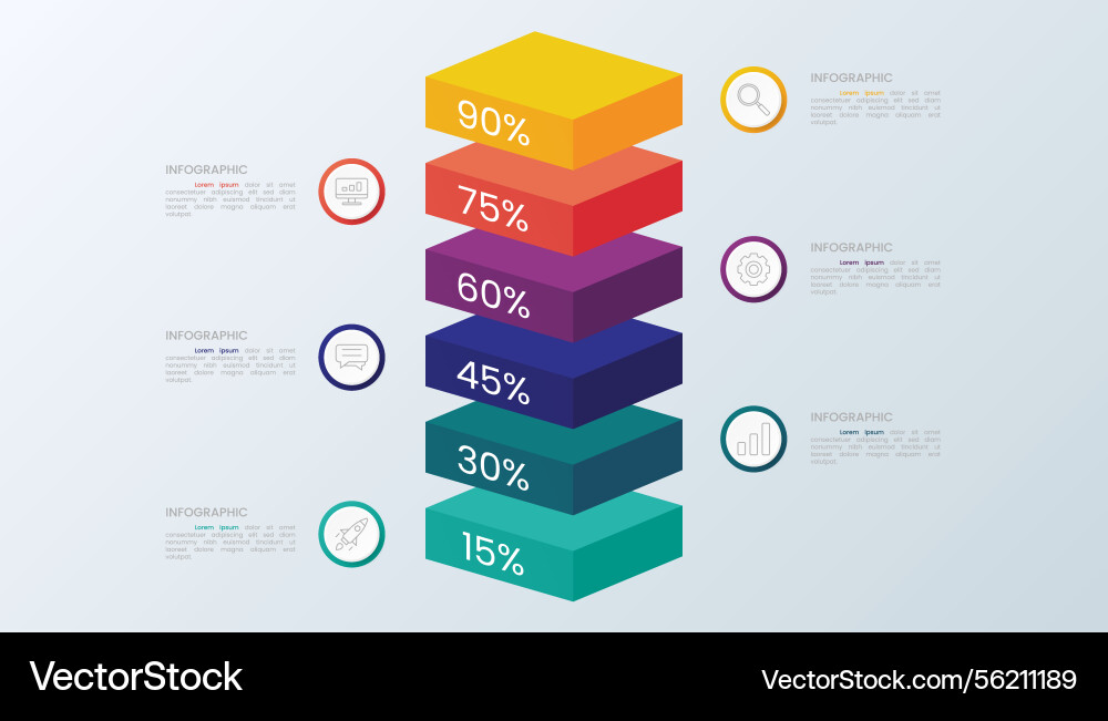 3d layered infographic showing percentage status Vector Image