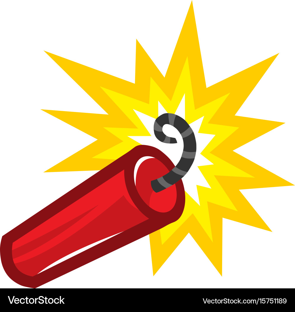 Cartoon stick of explosive dynamite tnt with lit Vector Image