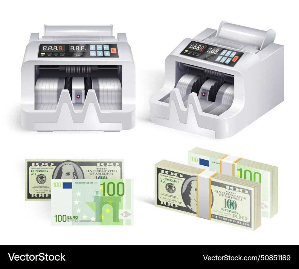 Counting money icon set Royalty Free Vector Image