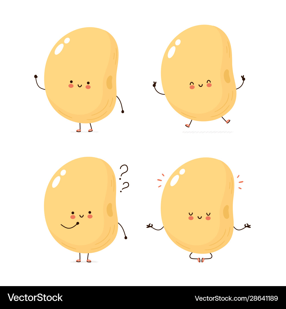 Cute happy soy bean character set collection Vector Image