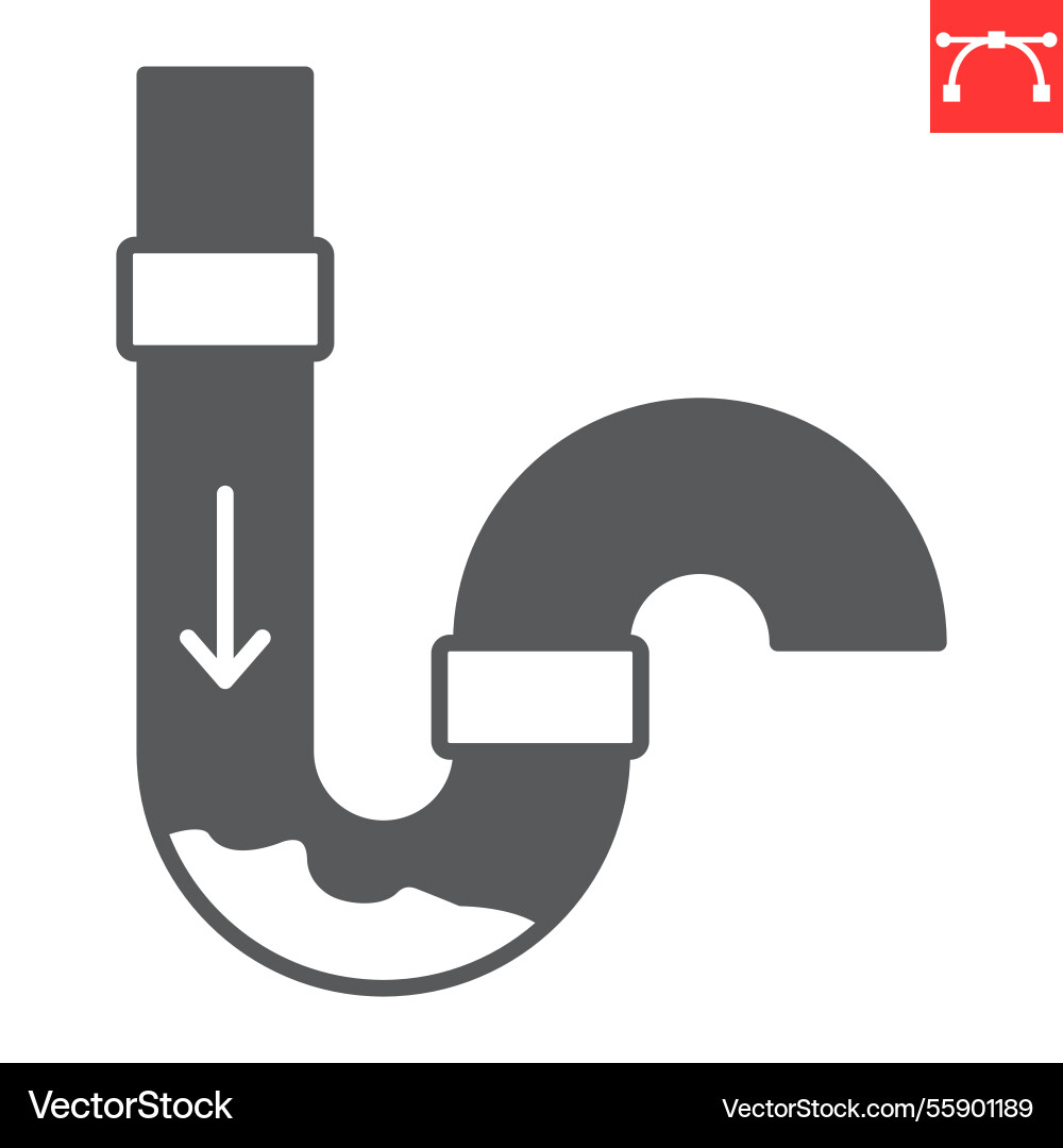 Drain cleaning glyph icon Royalty Free Vector Image