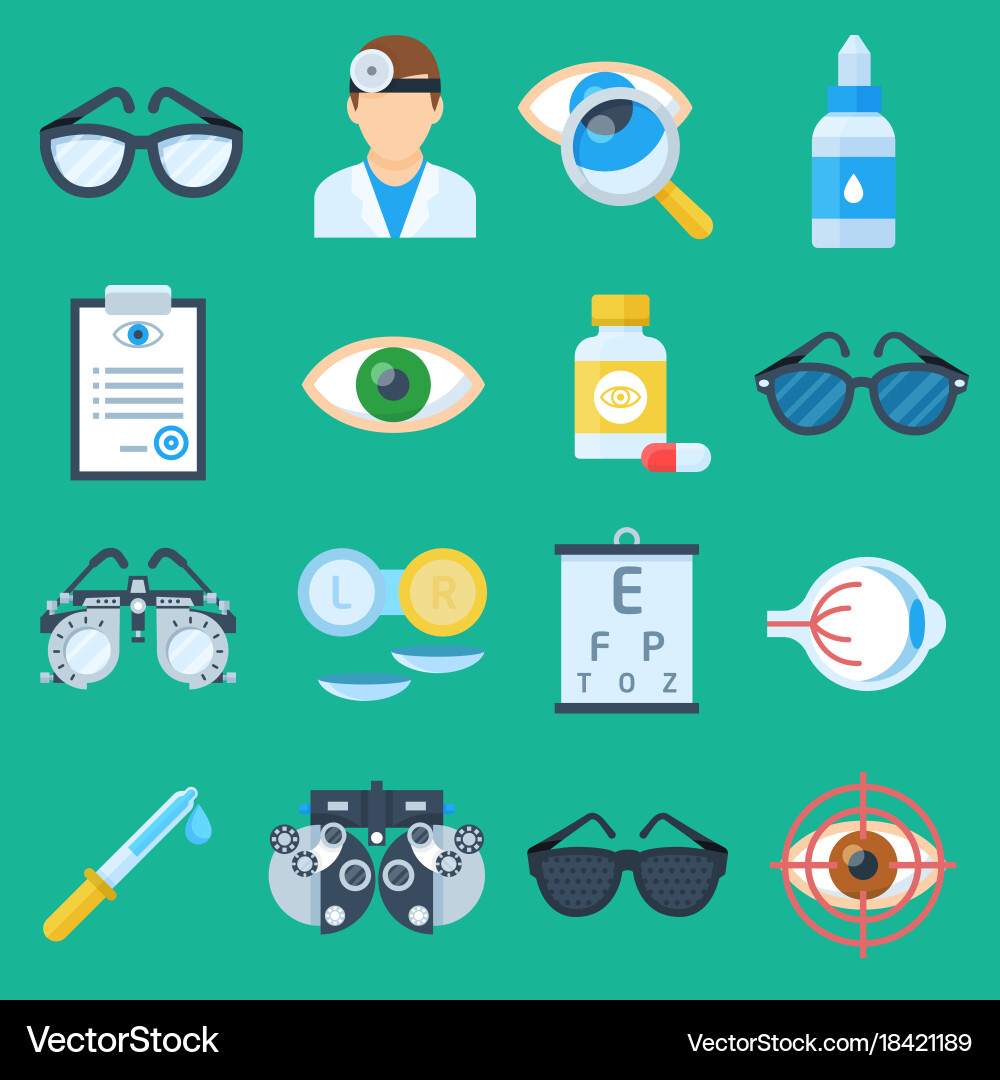 Eye doctor cartoon set Royalty Free Vector Image