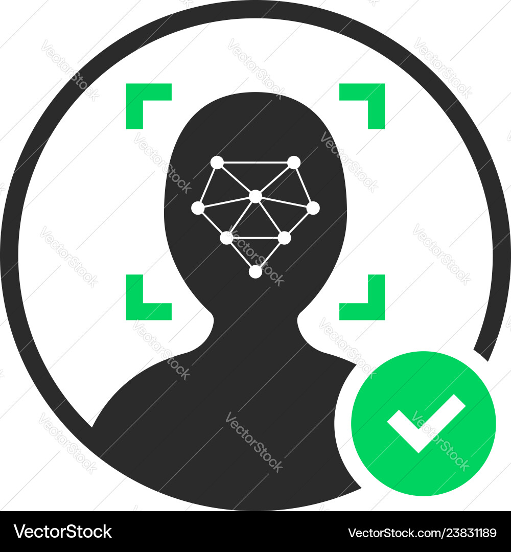 Face id Scanner-Logo mit Prüfzeichen Lizenzfreier Vektor