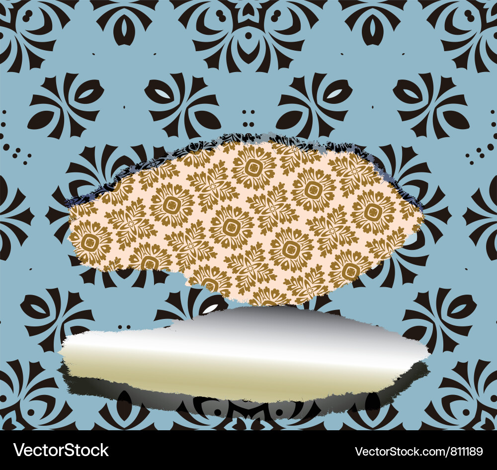 Floral wallpaper with a rip Royalty Free Vector Image