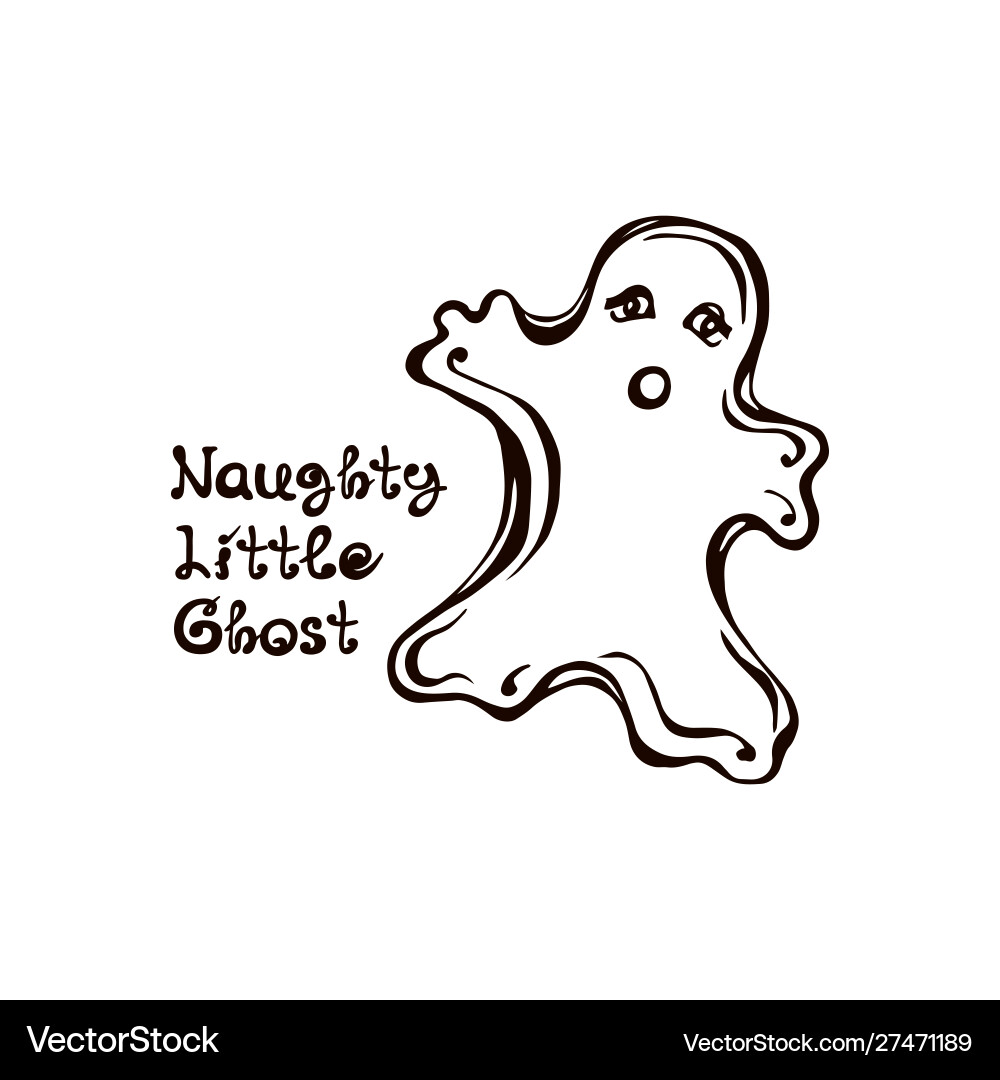 Halloween hand drawn ghost with phrase isolated Vector Image