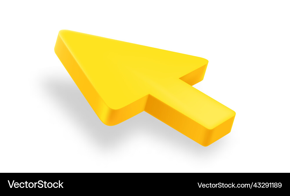 Realistic of yellow web arrow 3d icon Royalty Free Vector
