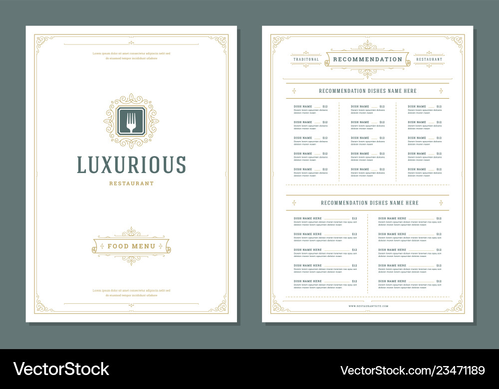 Restaurant menu design and label brochure Vector Image