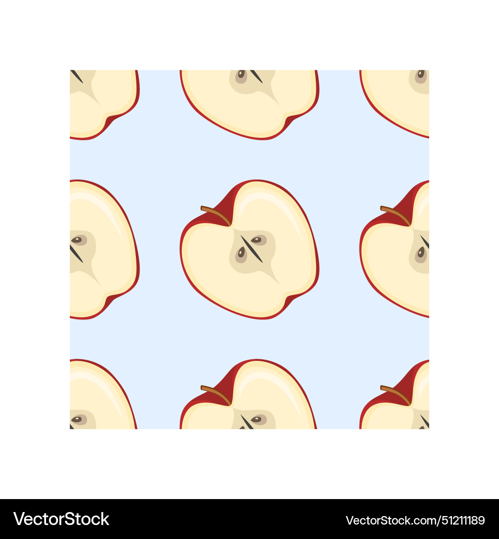 Seamless pattern red apple and half fruit Vector Image