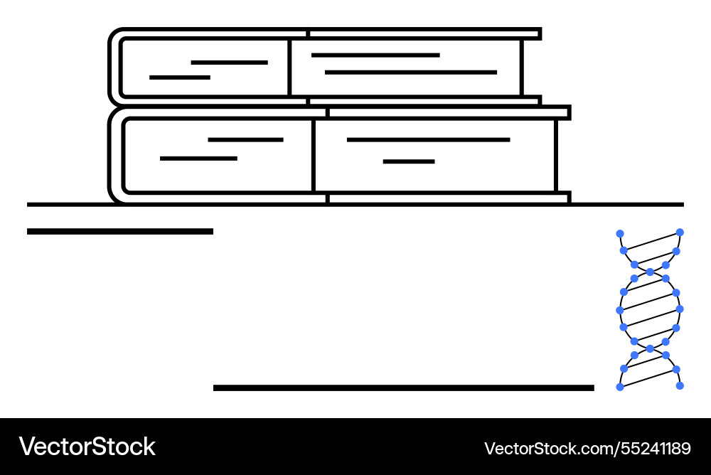 Stack of books with dna strand Royalty Free Vector Image