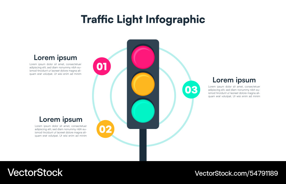 Traffic light infographic with circular steps Vector Image