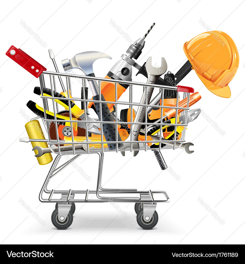 Trolley with tools Royalty Free Vector Image - VectorStock