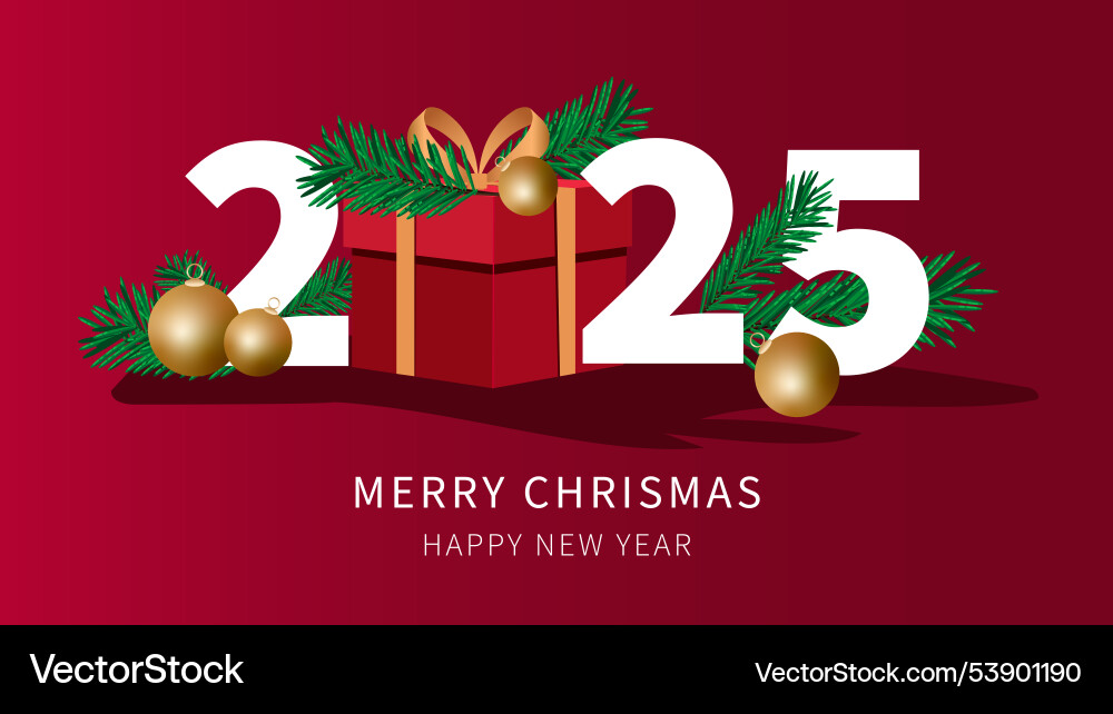 A 2025 christmas greeting card featuring red Vector Image
