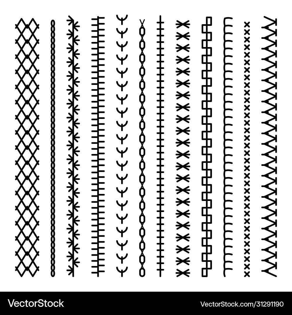 Collection stitch patterns Royalty Free Vector Image