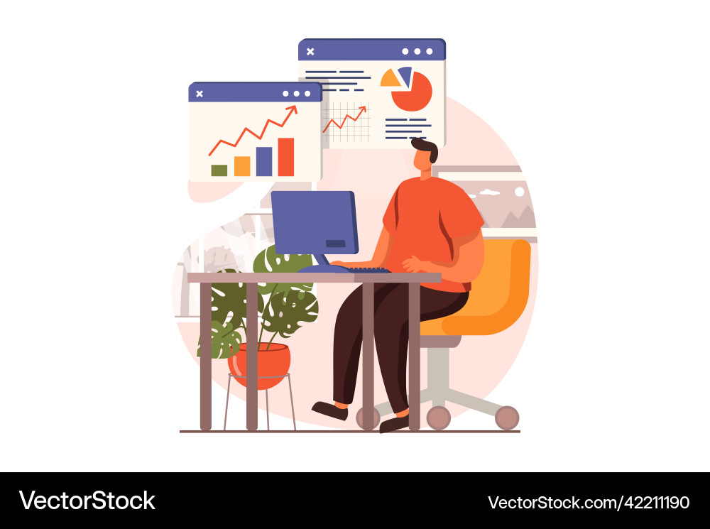 Digital business web concept in flat design Vector Image