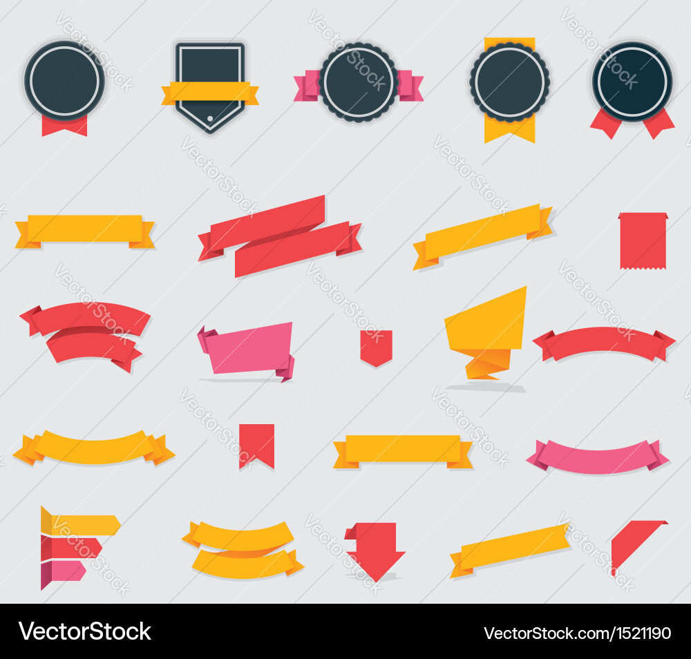Flat Ribbons & Labels Collection Royalty Free Vector