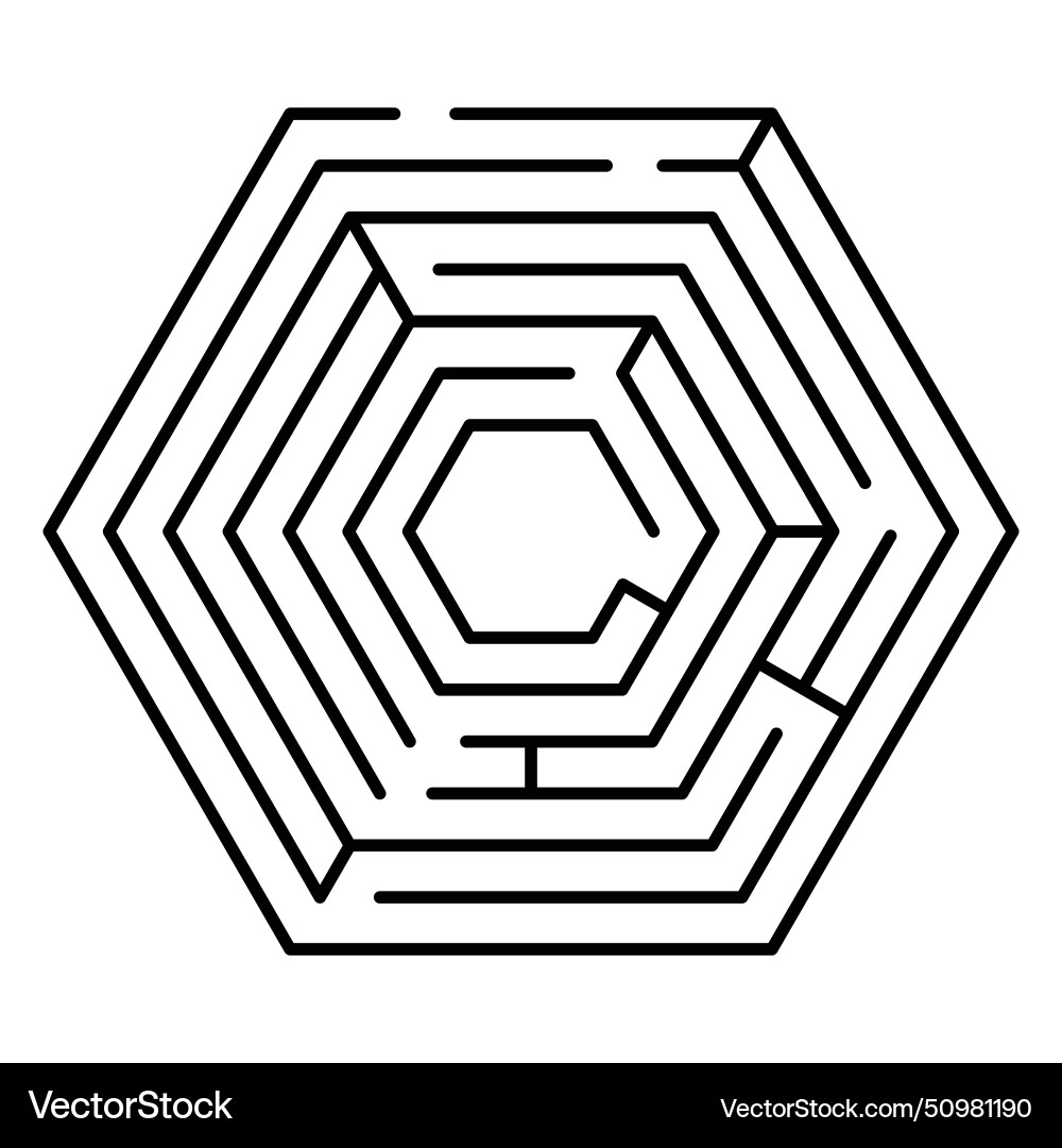 Hexagon maze labyrinth Royalty Free Vector Image