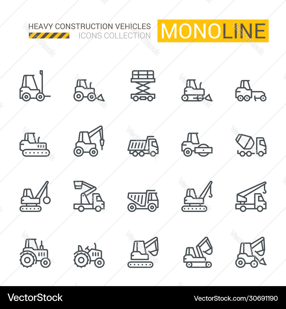 Industrial vehicles icons Royalty Free Vector Image