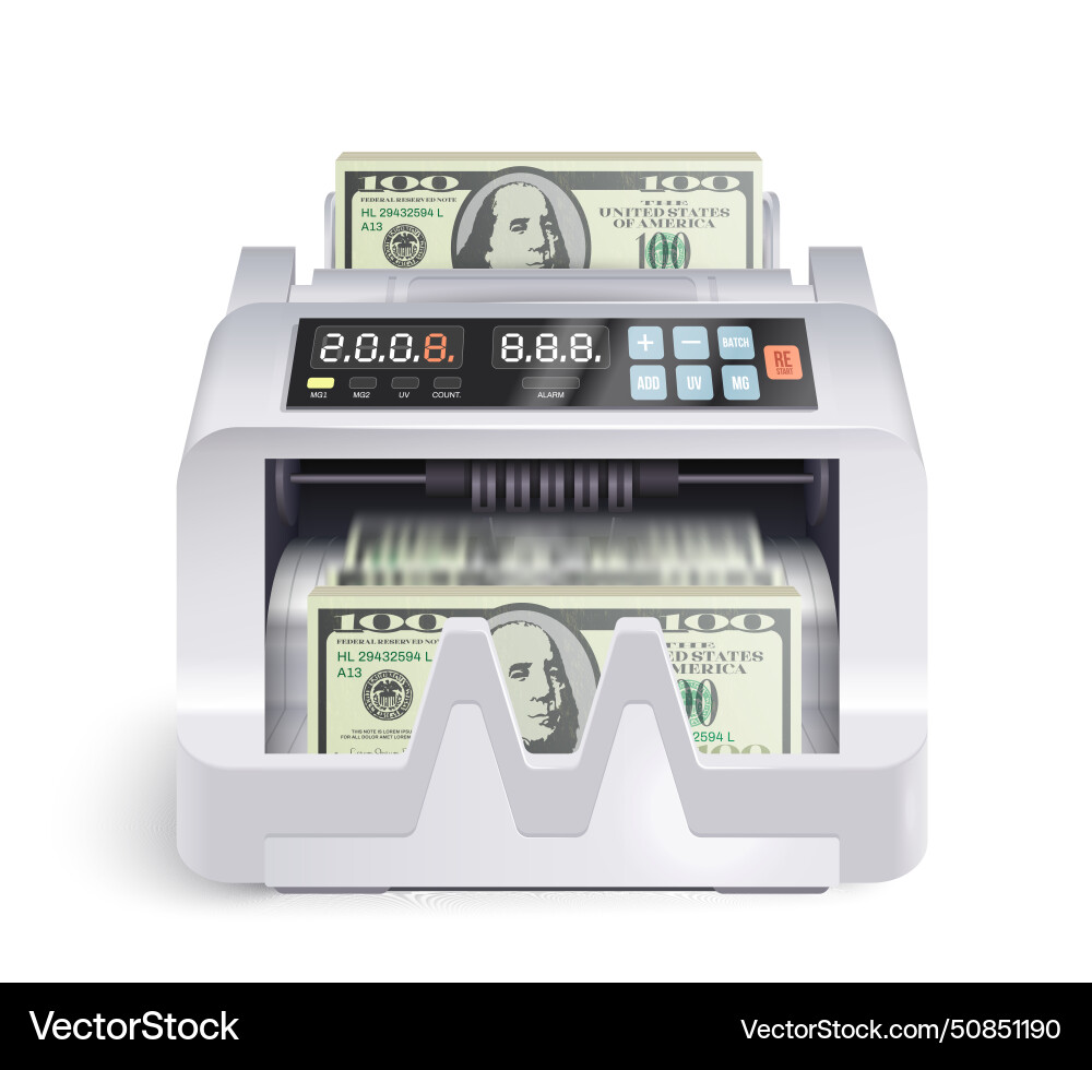 Money counting appliance composition Royalty Free Vector