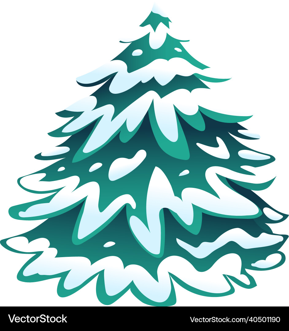 Pine tree or fur in winter snow clipart Royalty Free Vector