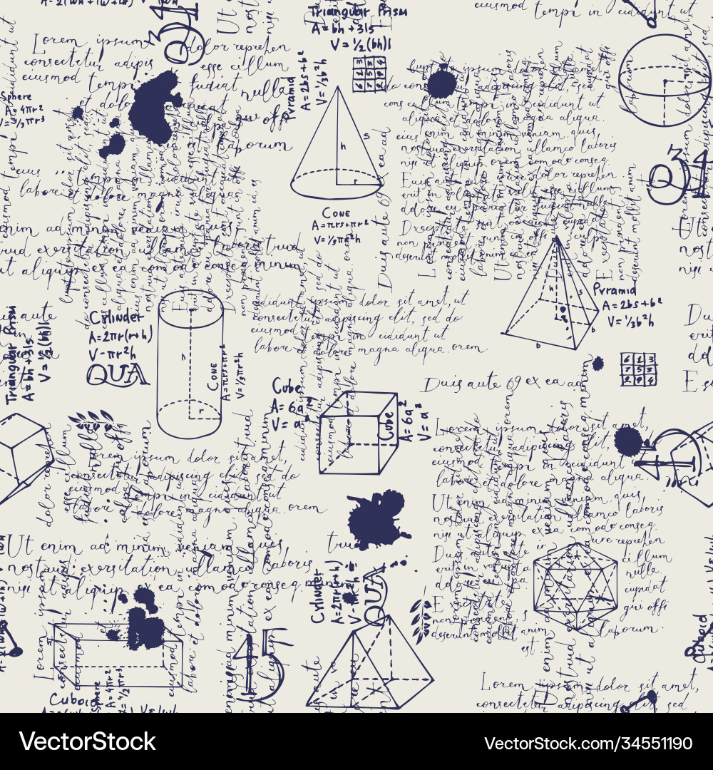 Seamless pattern with handwritten text lorem ipsum