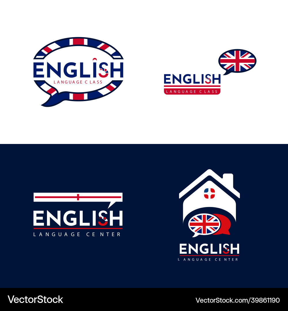 Set of learning english language class logo Vector Image