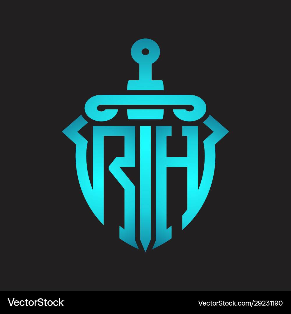 Shield & Sword Monogram Logo Royalty Free Vector Image