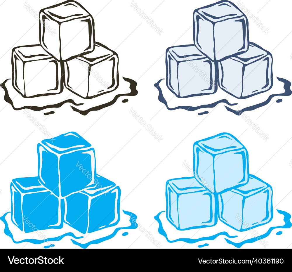 Transparent ice cube chunks Royalty Free Vector Image