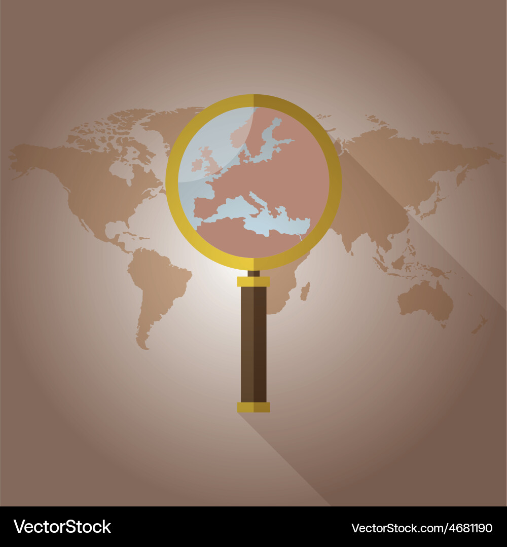 World map countries with europe magnifying glass Vector Image