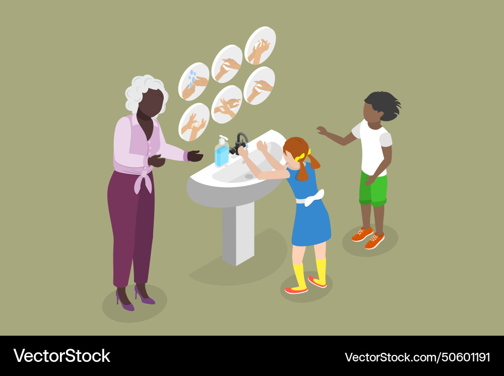 3d isometric flat of washing Royalty Free Vector Image