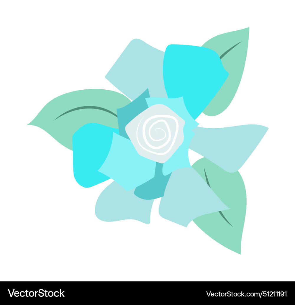 Abstract blue rose head in flat design blossom Vector Image