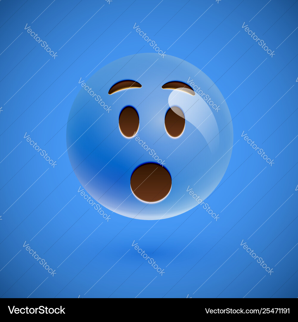 Blau realistische Emoticon Lächeln Gesicht Vektorbild