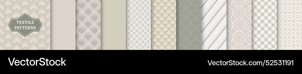 Collection of seamless geometric beige Royalty Free Vector