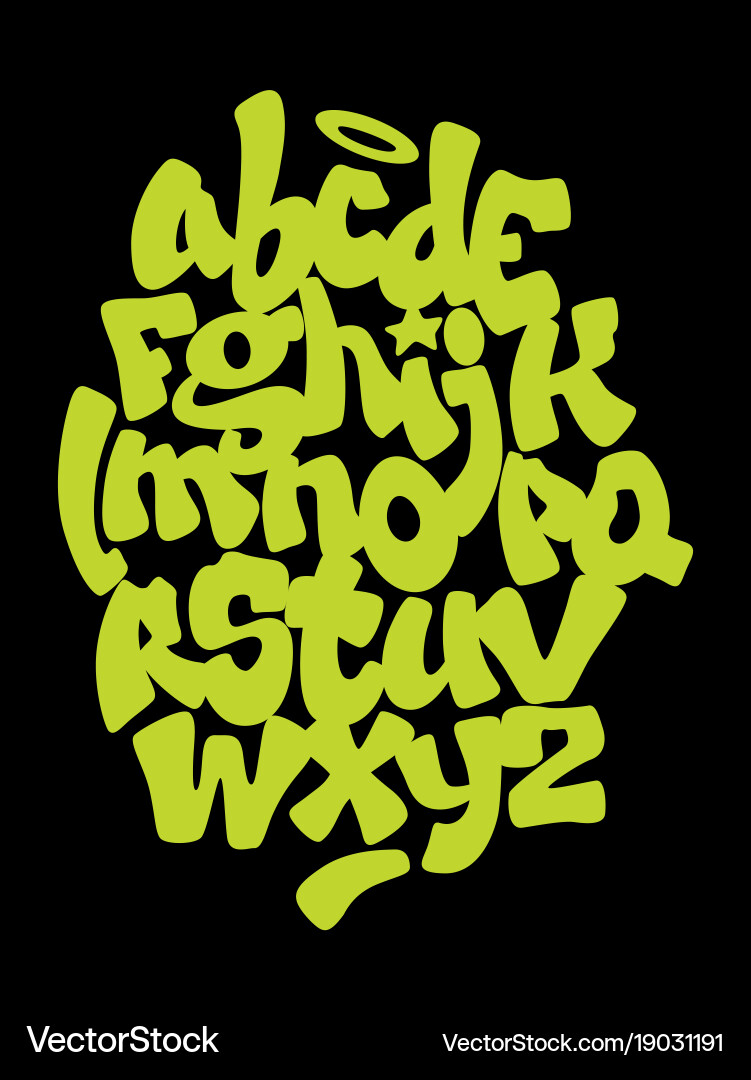 Colorful Hand Lettered Graffiti Font Royalty Free Vector
