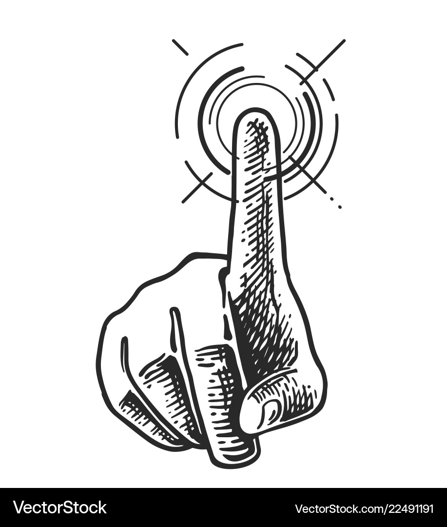 Finger press button Royalty Free Vector Image - VectorStock