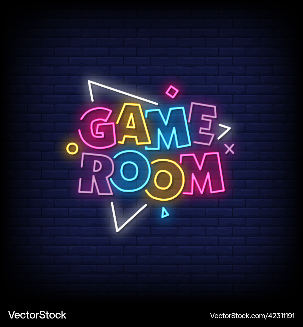 Game room neon signs style text Royalty Free Vector Image