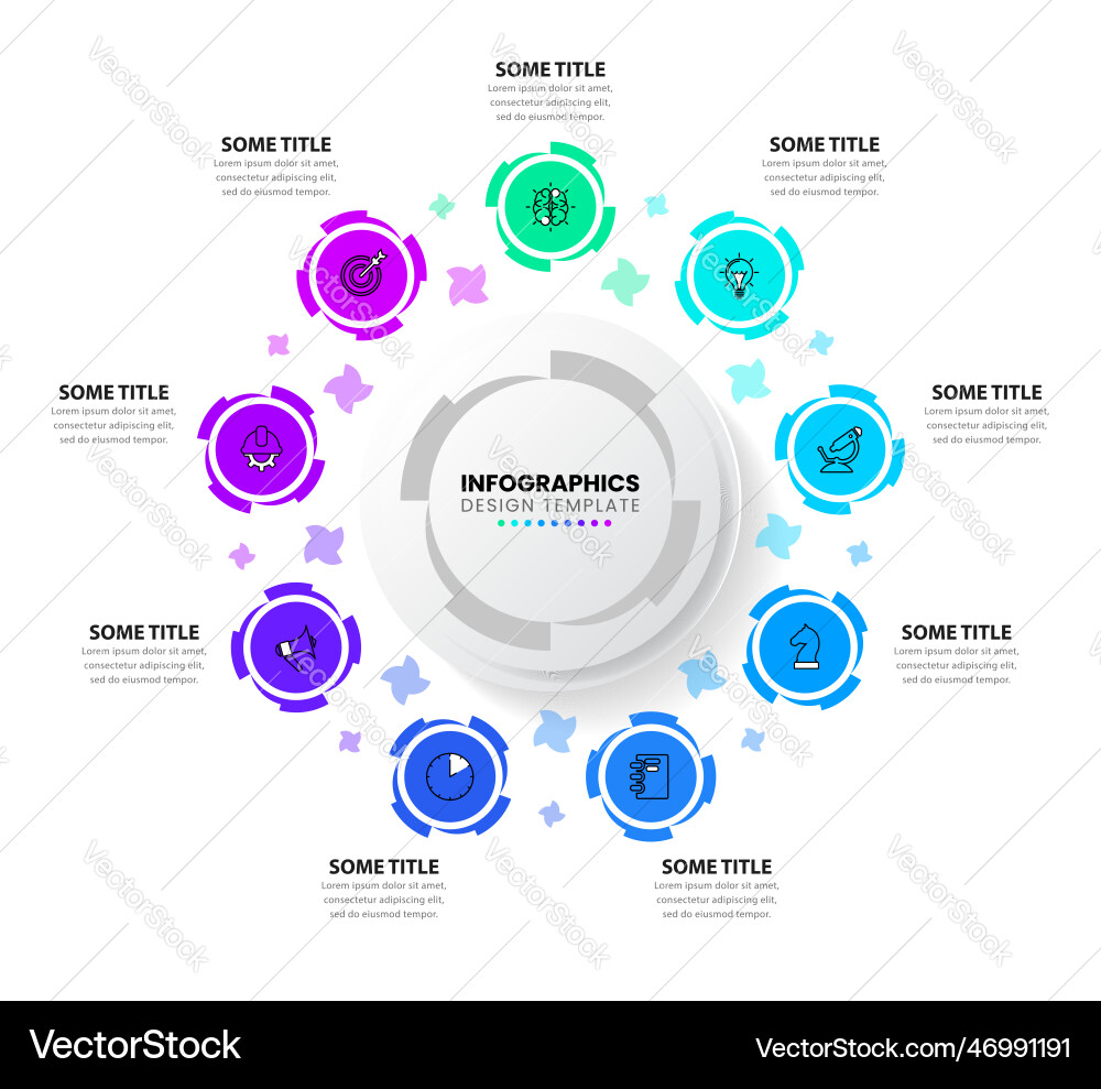 Infographic template gear with 9 steps and icons Vector Image