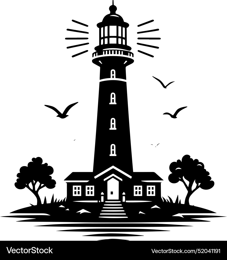 Lighthouse silhouette flat isolated on a white Vector Image