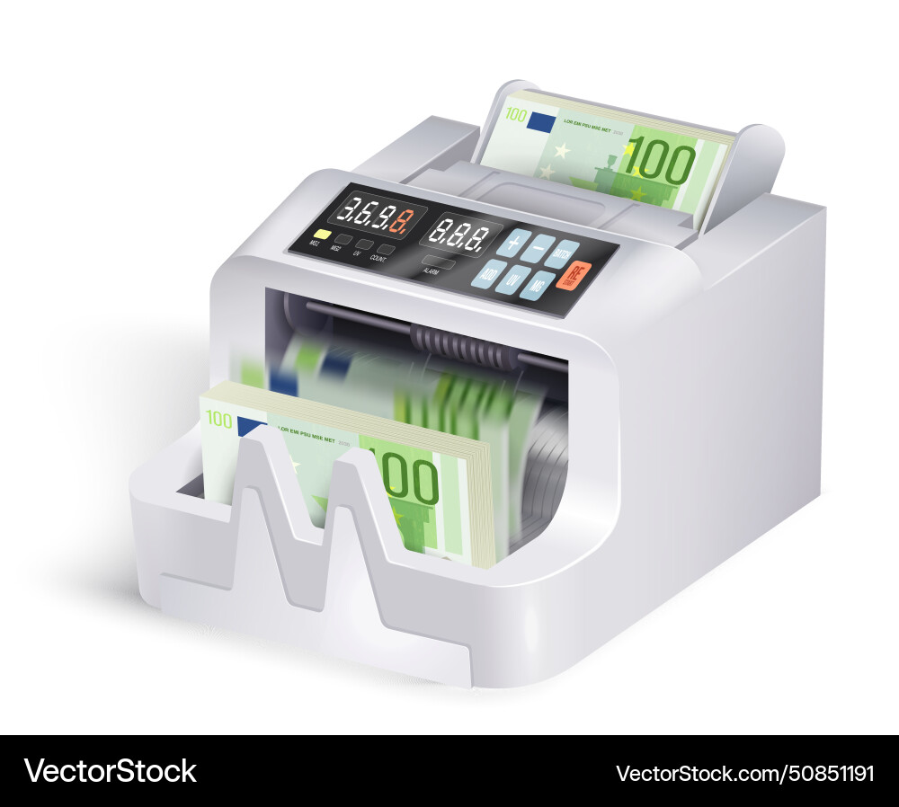 Money counting device composition Royalty Free Vector Image