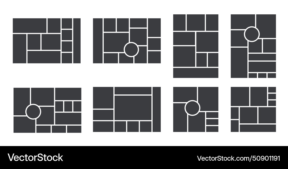 Photo collage template moodboard layout mosaic Vector Image