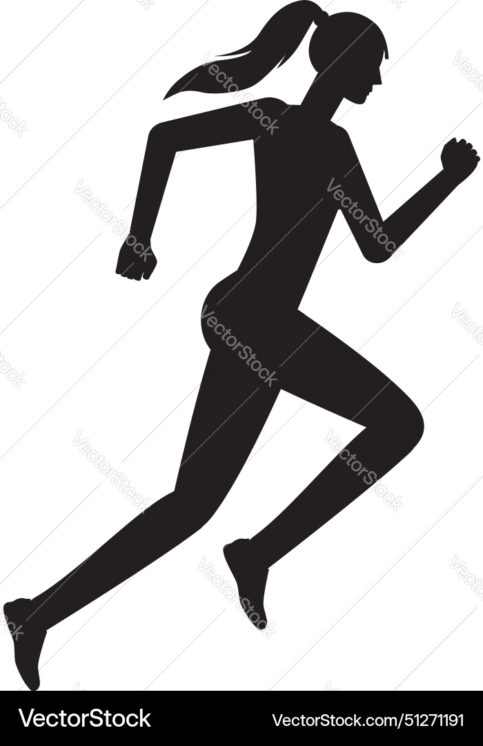 Silhouette of running woman Royalty Free Vector Image