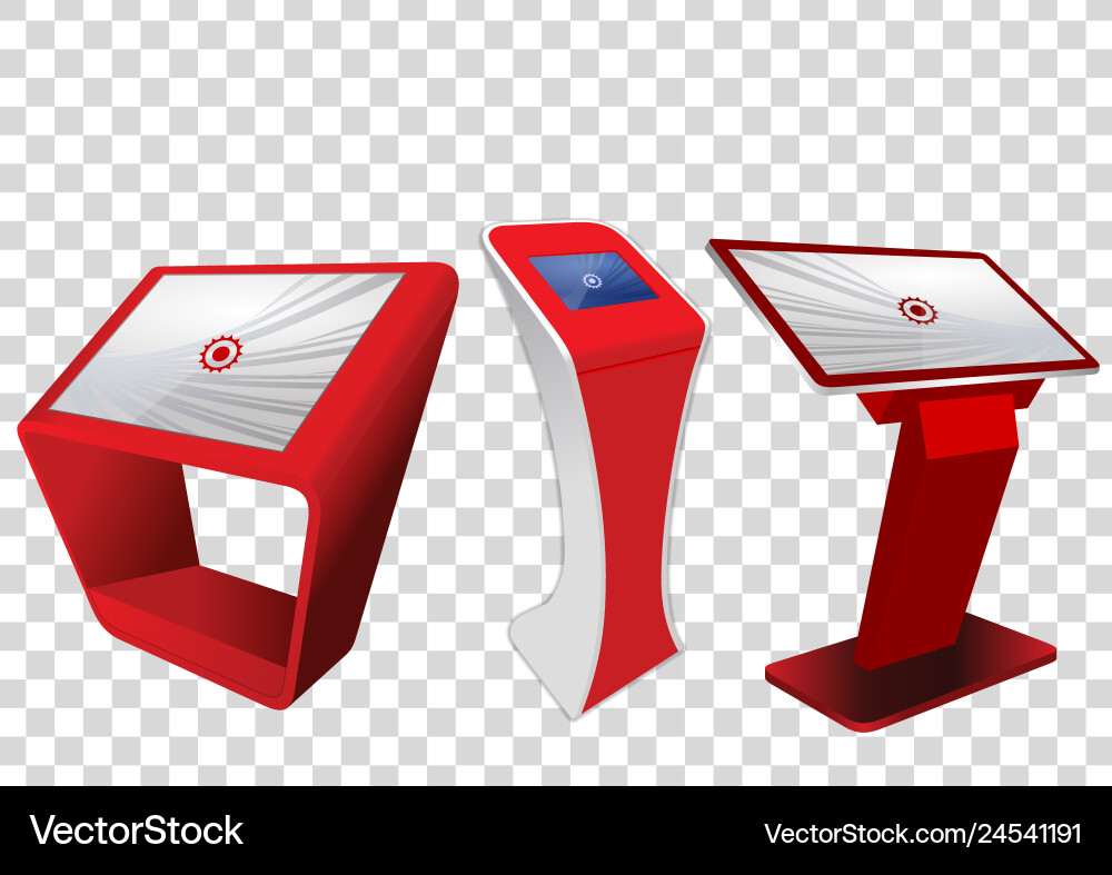 Three red interactive information kiosk Royalty Free Vector