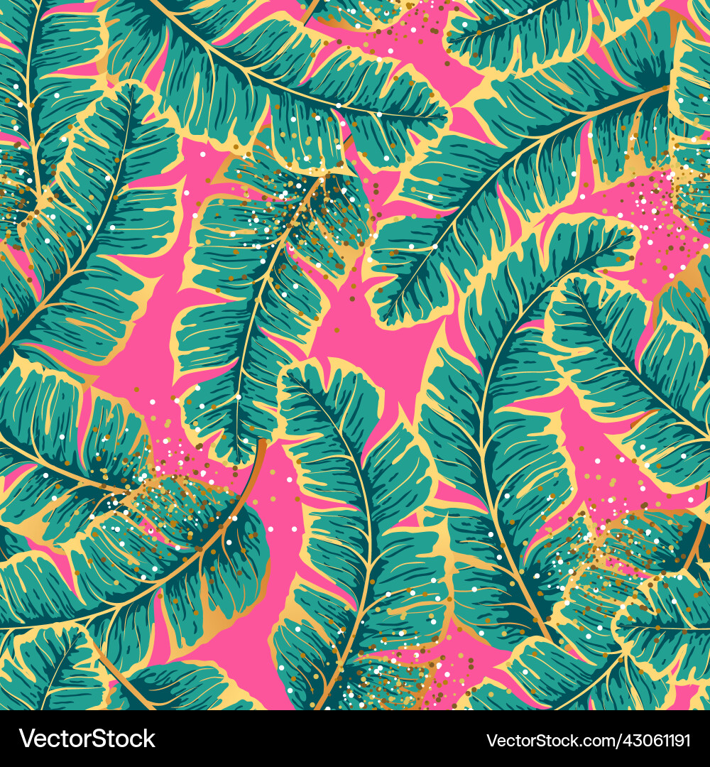 Tropical Gold Leaf Pattern Royalty Free Vector Image