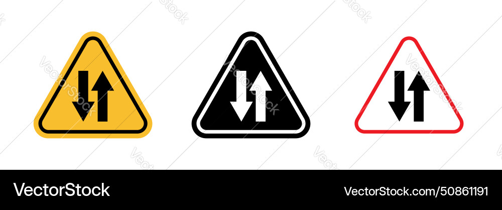 Two way traffic sign icon set indication Vector Image