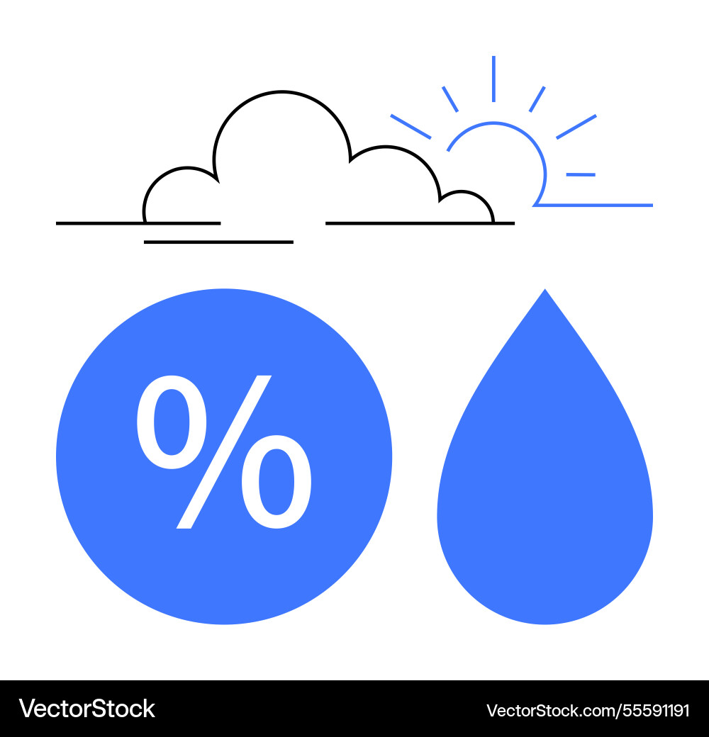 Weather forecast with sun behind cloud percentage Vector Image