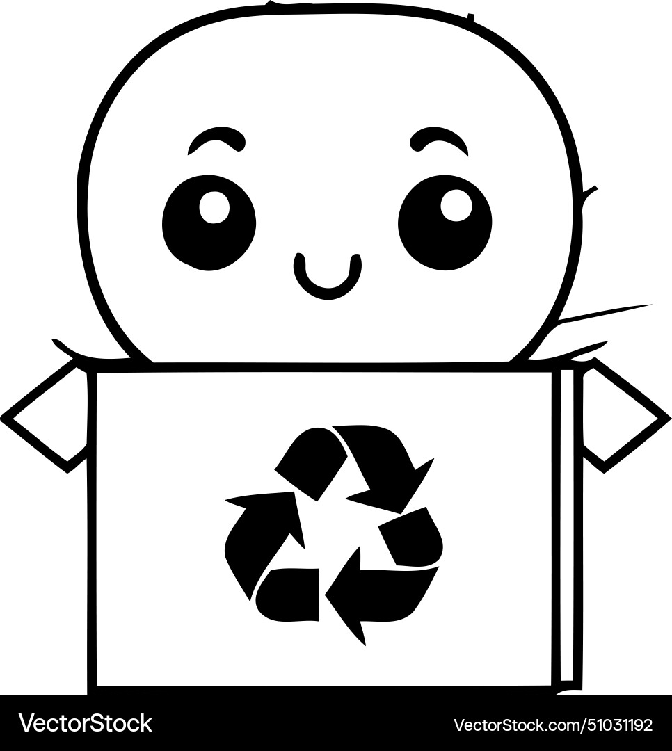A box with recycling symbol cute cartoon Vector Image