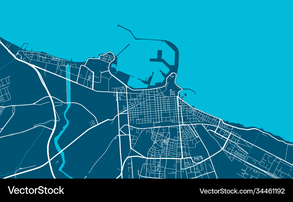Detailed map bari city linear print Royalty Free Vector