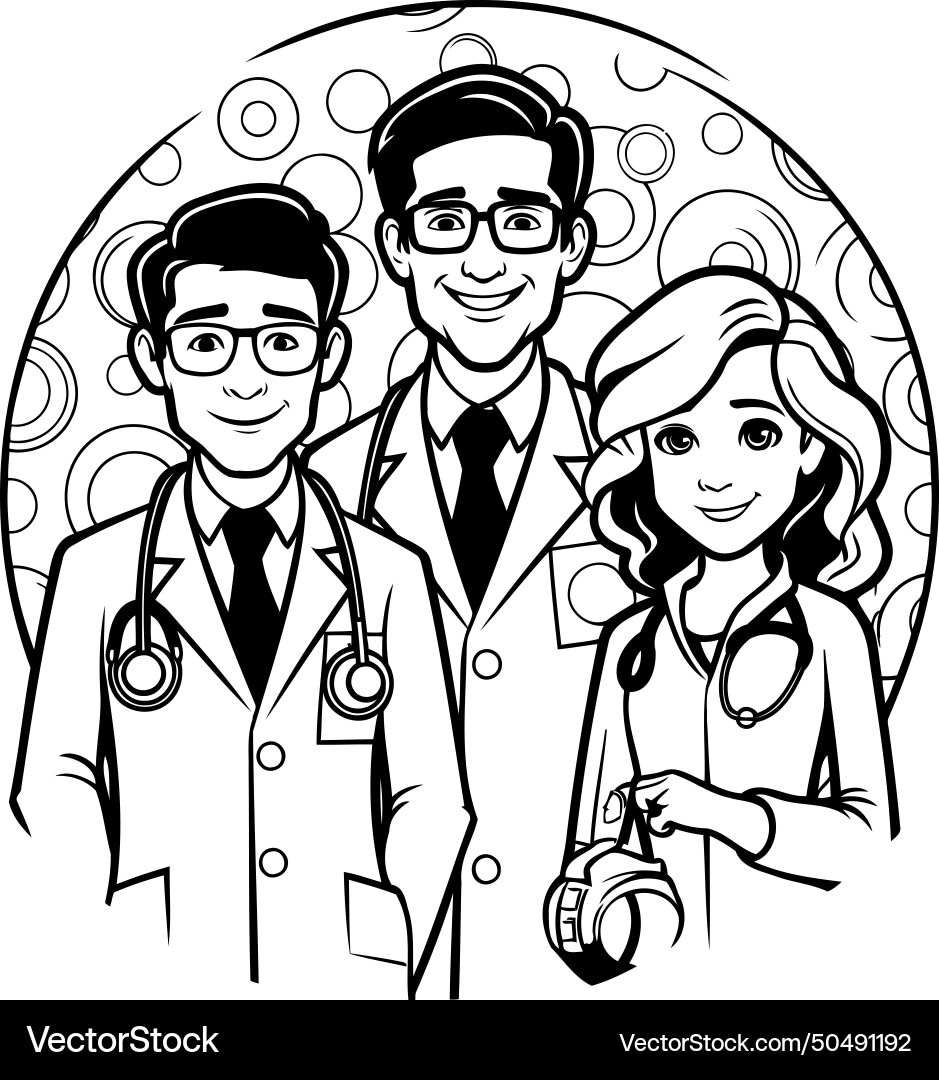 Group of doctors with stethoscopes cartoon Vector Image