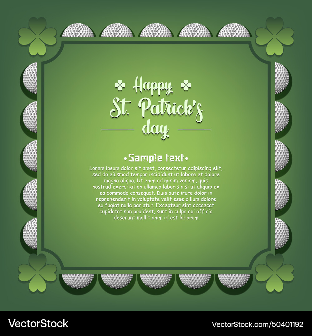 Happy st patricks day frame with golf balls Vector Image