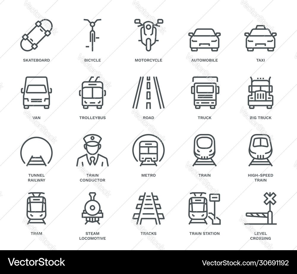 Land transport icons Royalty Free Vector Image