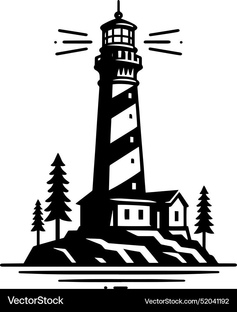 Lighthouse silhouette flat isolated on a white Vector Image
